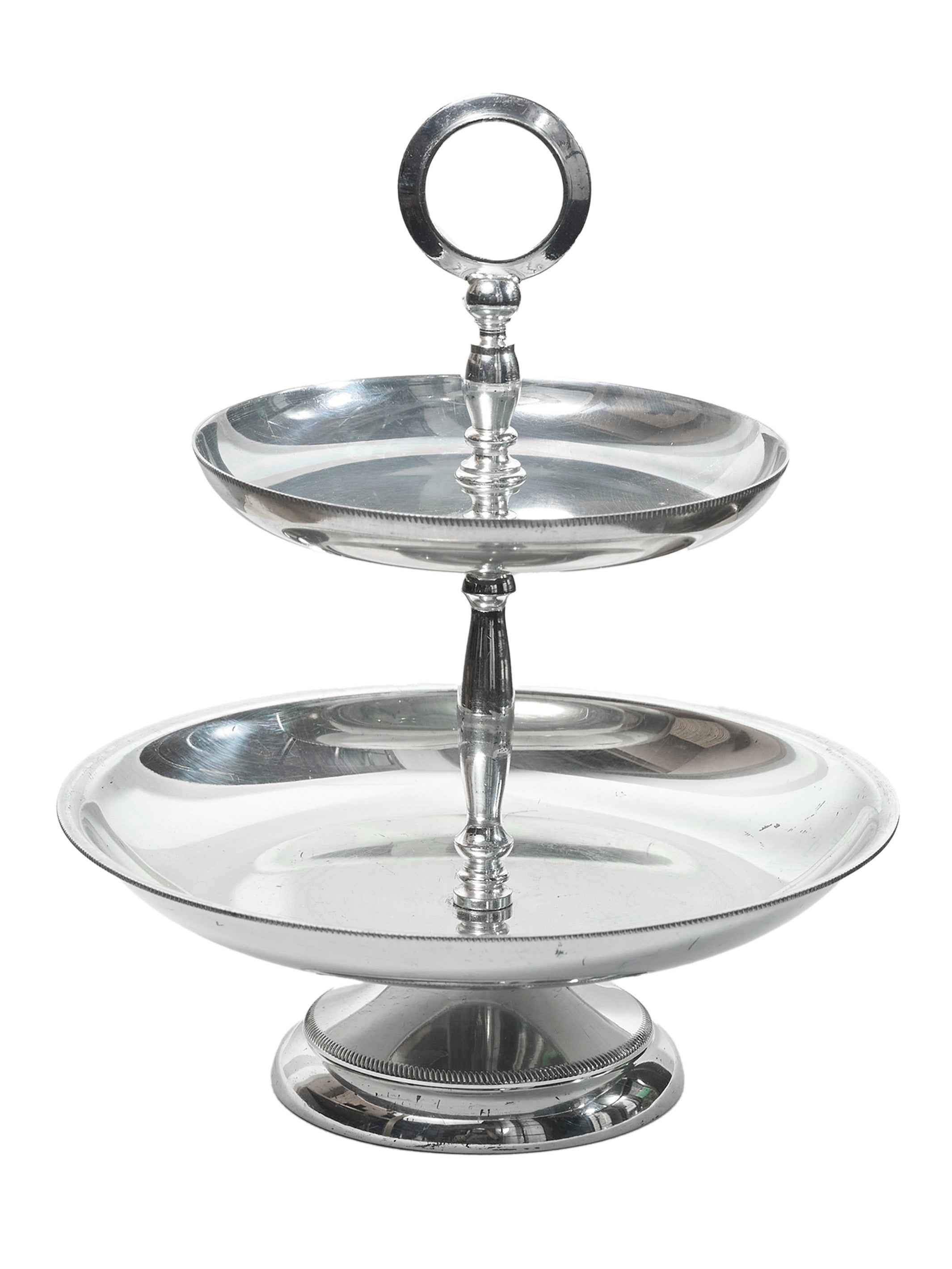 Silver Ribbed-Edge Two-Tiered Tea Tray – Permanent Resident